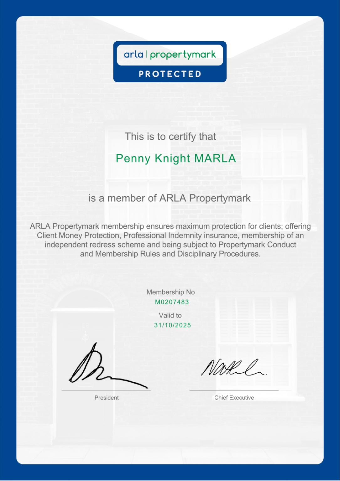 ARLA Propertymark certificate – Knights Property Management